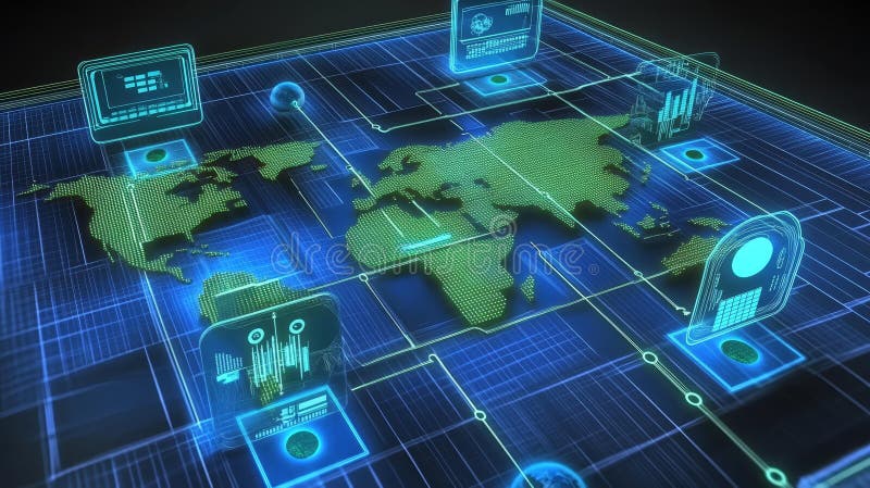 Global Network of Connected Devices Generated Using AI. Stock ...