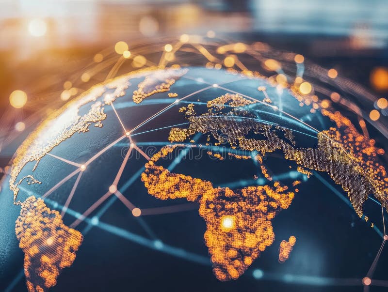 Global Network: Connected World Map Visualization Stock Illustration ...