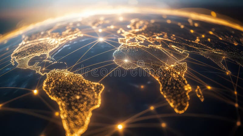 Global Network Connecting Continents in a Digital World Technology ...