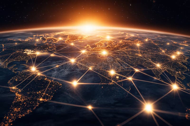 Global Network, Connecting the World with Technology Stock Image ...