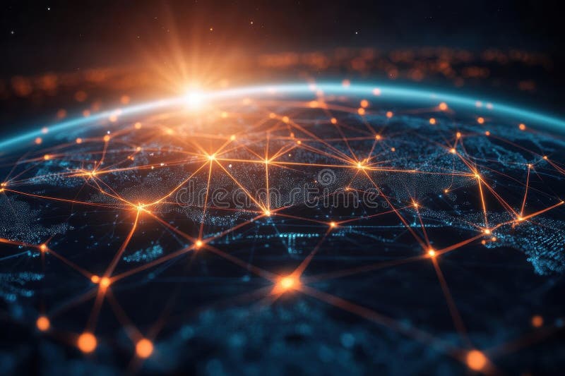 Global Network, Connecting the World with Technology Stock Image ...