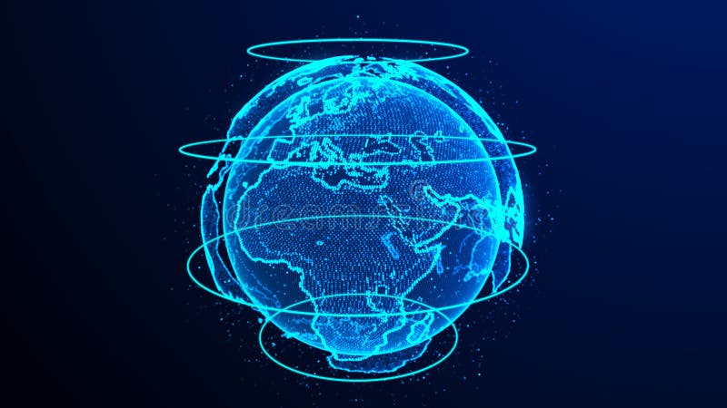 Global Network Connection. Abstract Earth Map. Big Data Visualization ...