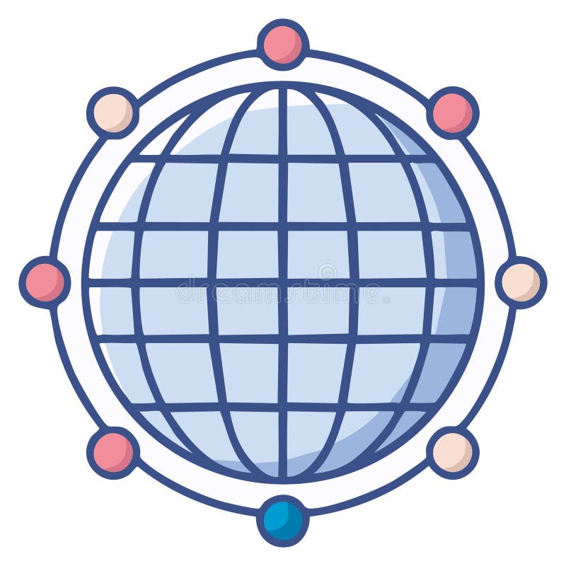 Global Network Connection Abstract Illustration with Orbiting Data Points Around the Planet ...