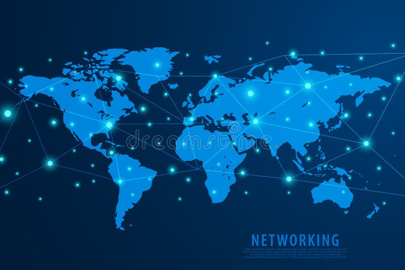 Global Network Connection Background, Blue World Map, Vector Stock ...