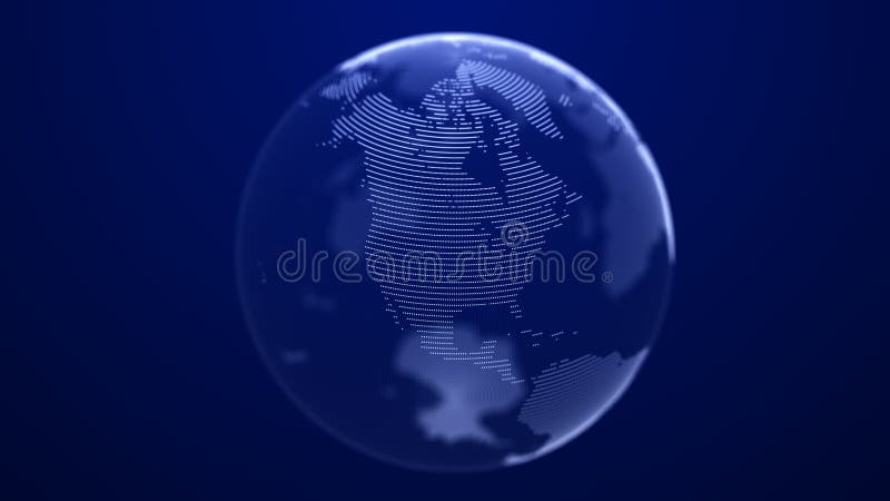 Global Network Connection. Blue Futuristic World Map. Concept of Planet ...