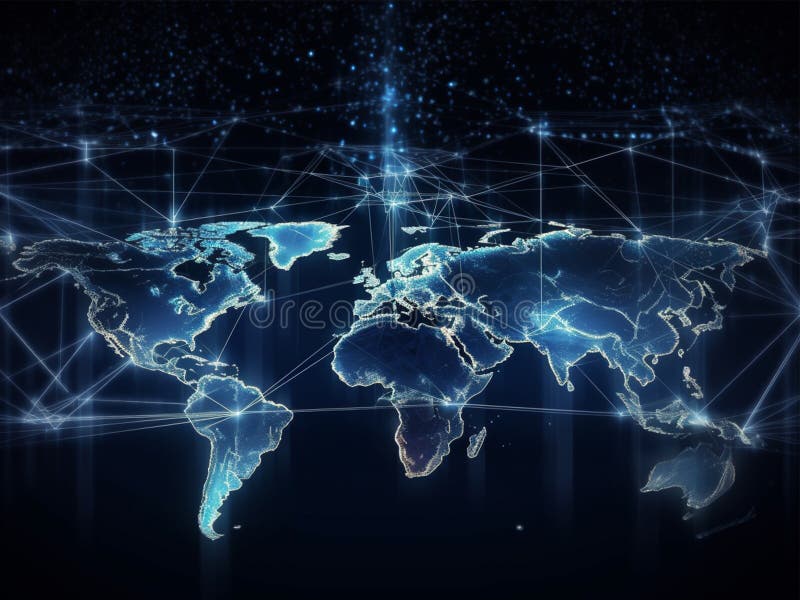 Global Network Connection Blue Light, Wireless Connections, Business ...