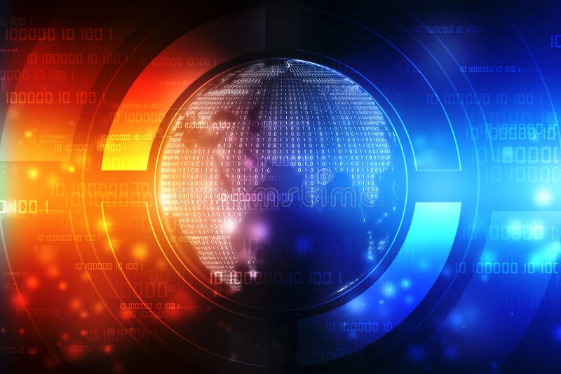 Globe with Binary Codes, Internet Technology, Big Data Visualization. Social Network ...