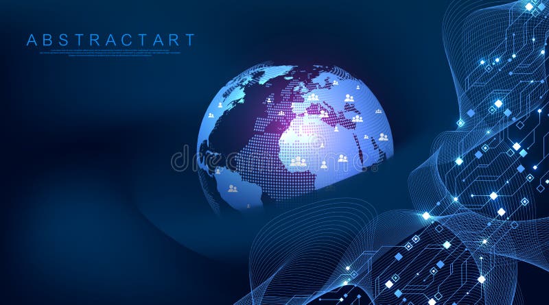 Global Network Connection Concept. Big Data Visualization Stock Vector ...