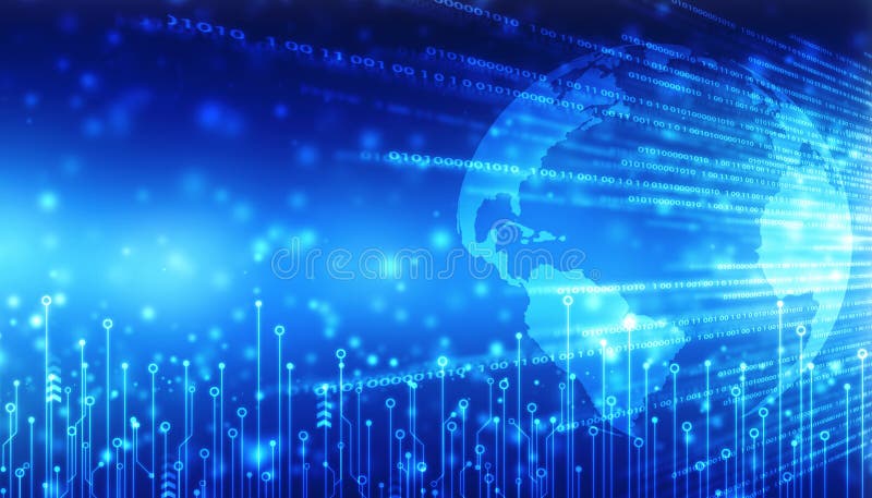 Globe with Binary Codes, Internet Technology, Big Data Visualization. Social Network ...