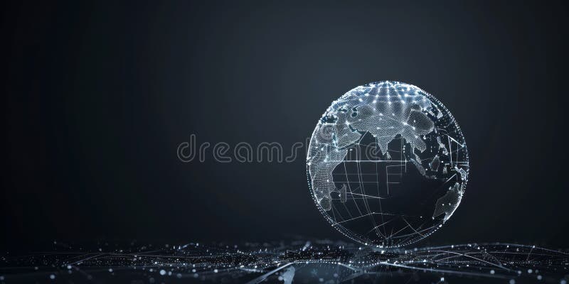 Global Network Connection Concept on Dark Background. Stock Photo ...