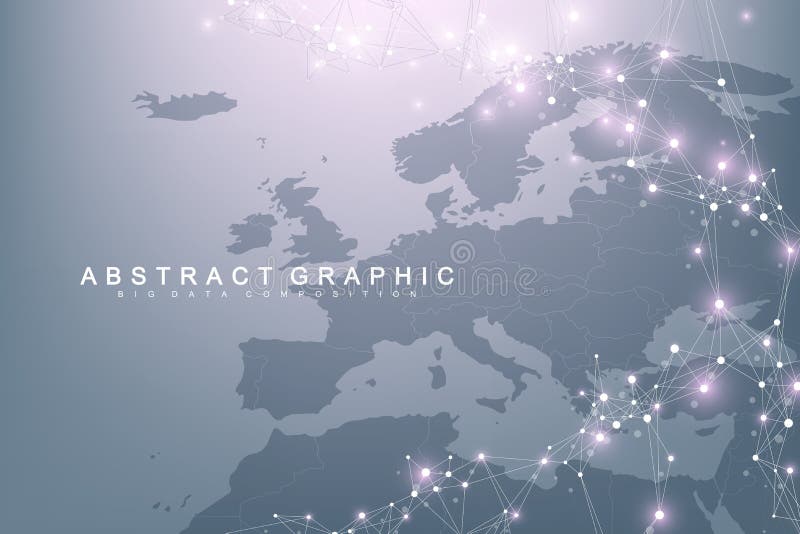 Global Network Connection Concept in the Europe. Europe Social Network ...