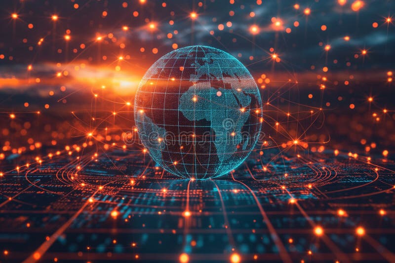 Global Network Connection Concept Futuristic Digital Cyberspace Web Data Technology 3d