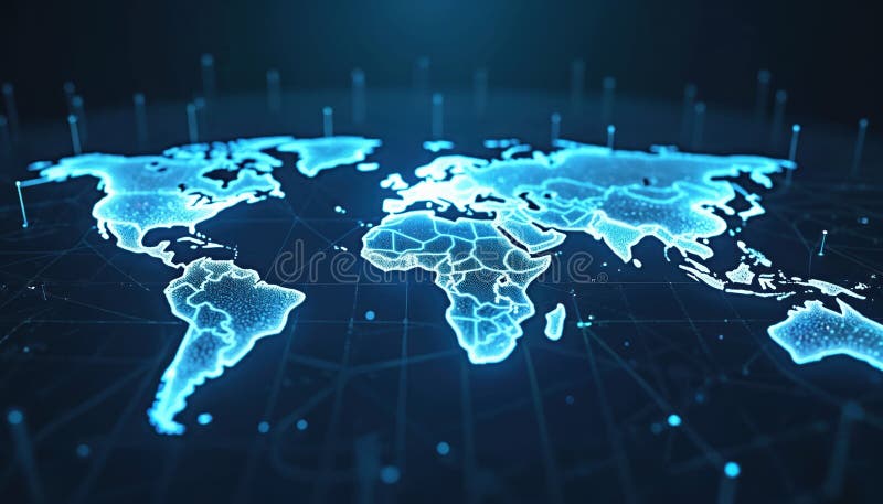 Global Network Connection Concept Illustrated on World Map. Abstract ...