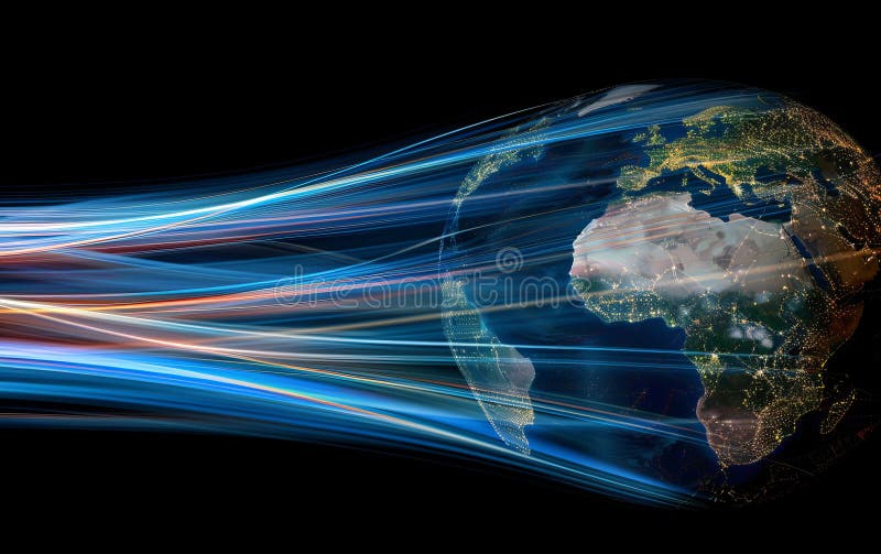Global Network Connection Covering the Earth. Internet Concept of ...