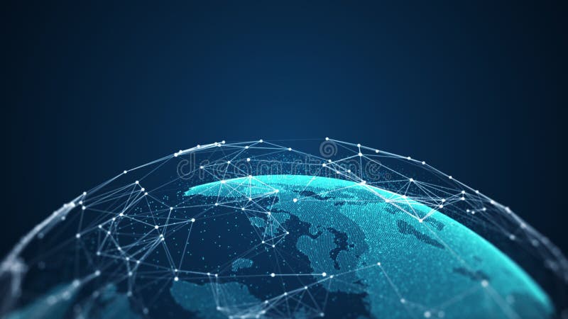 World Map Digital Background. Technology Dark Pixel Backdrop Stock ...