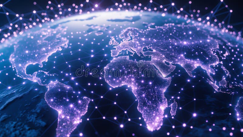 Global Network Connection Depicting Worldwide Data Exchange and Digital ...