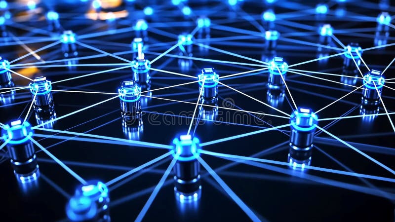 Global Network Connection, Digital Nodes, Abstract Background ...