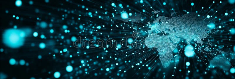 Global Network Connection Digital World Map with Blue Lights a World ...