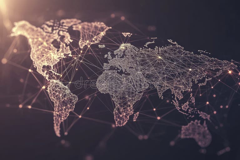 Global Network Connection with Digital World Map Stock Illustration ...