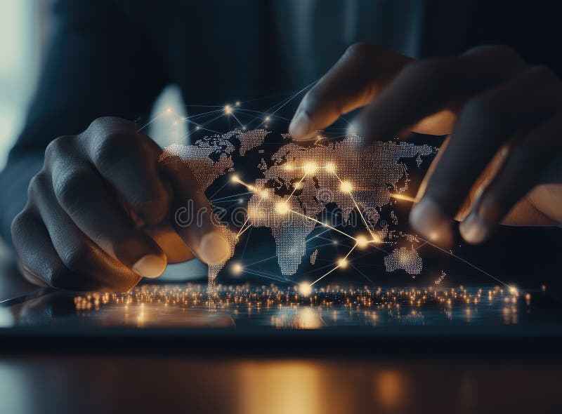 Global Network Connection Digital World Technology Stock Illustration ...