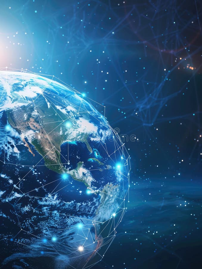 Global Network Connection and Earth Stock Image - Image of generated ...