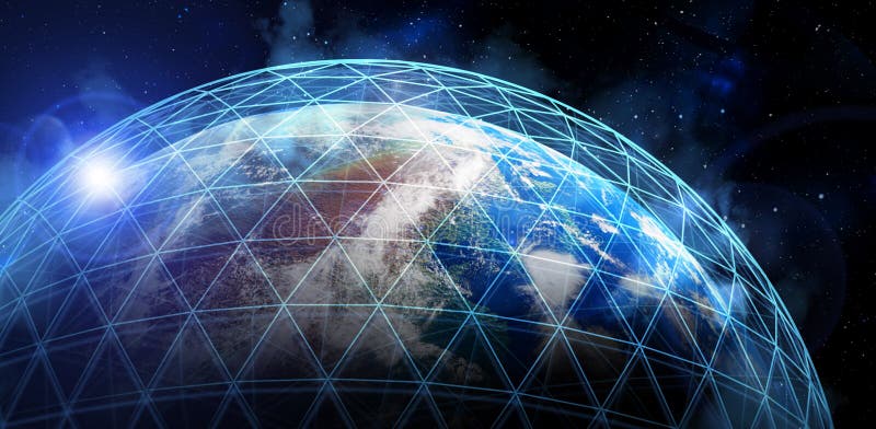 Global Network Connection. Earth in Open Space and Digital Web ...