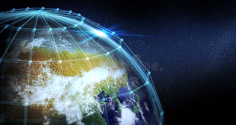 Global Network Connection. Earth in Open Space and Digital Web ...