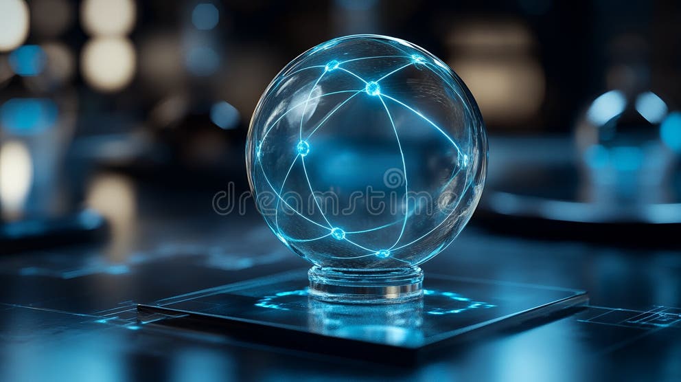 Global Network Connection Futuristic Technology Sphere Illuminated ...