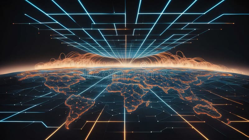 Global Network Connection, Futuristic World Map High Quality Image ...