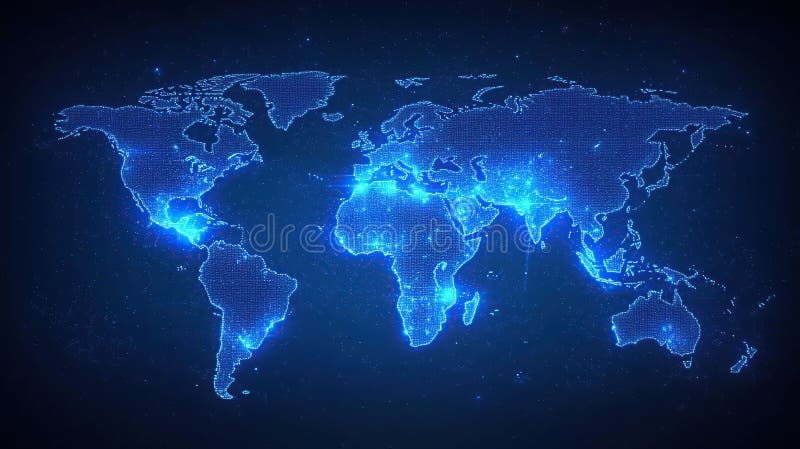 Global Network Connection, Glowing World Map, Digital Background, Data ...