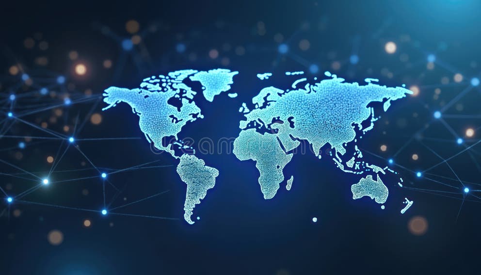 Global Network Connection Illustration with World Map Point, Line ...