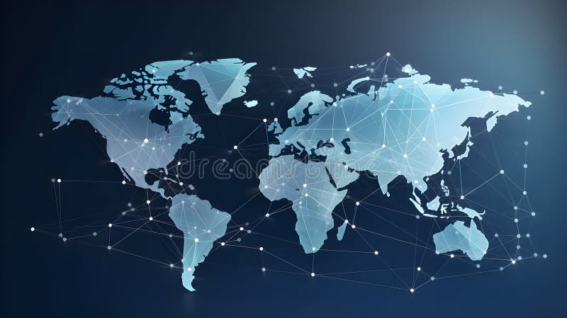 Global Network Connection Illustration. World Map Point and Line ...