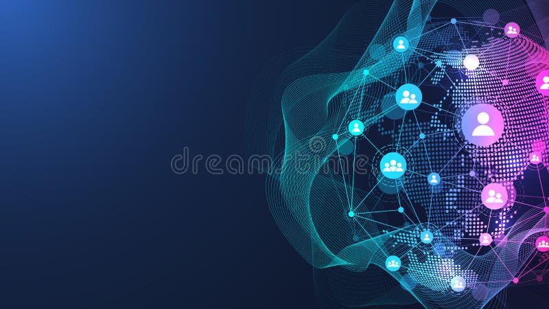 Global Network Connection Illustration. World Map Point and Line ...