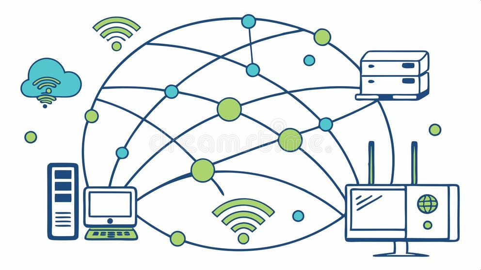 Global Network Connection, Internet and Technology Infrastructure Vector Design Generative AI ...