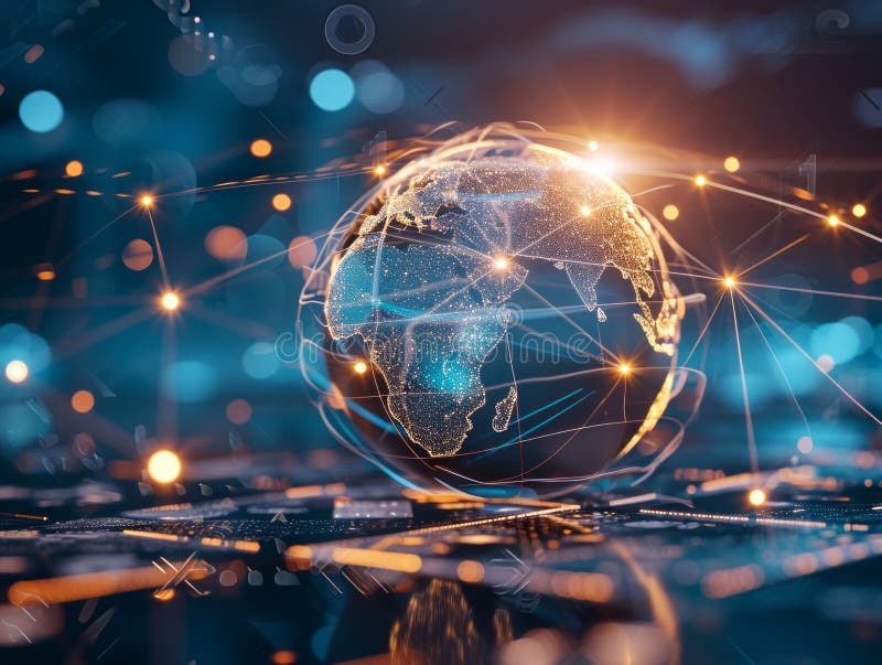Global Network Connection And Internet Of Things Concept 3d Rendering Generative Ai Stock