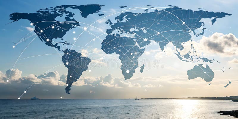 Global Network Connection and Internet on World Map. Globalization Concept Stock Illustration ...