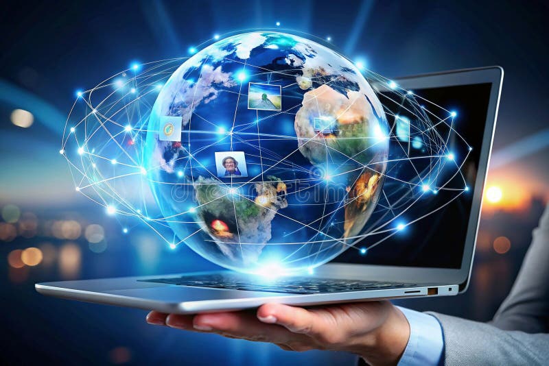 Global Network Connection on Laptop Stock Illustration - Illustration ...