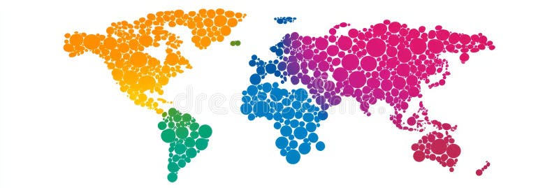 Global Network Connection Map Colorful World Map Symbolizes Global ...