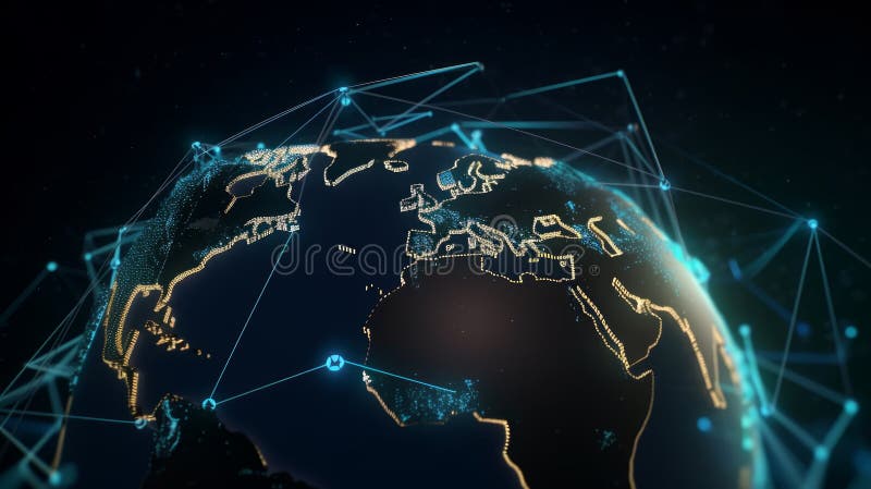 Global Network Connection Around The World Generative Ai Stock Illustration Illustration Of