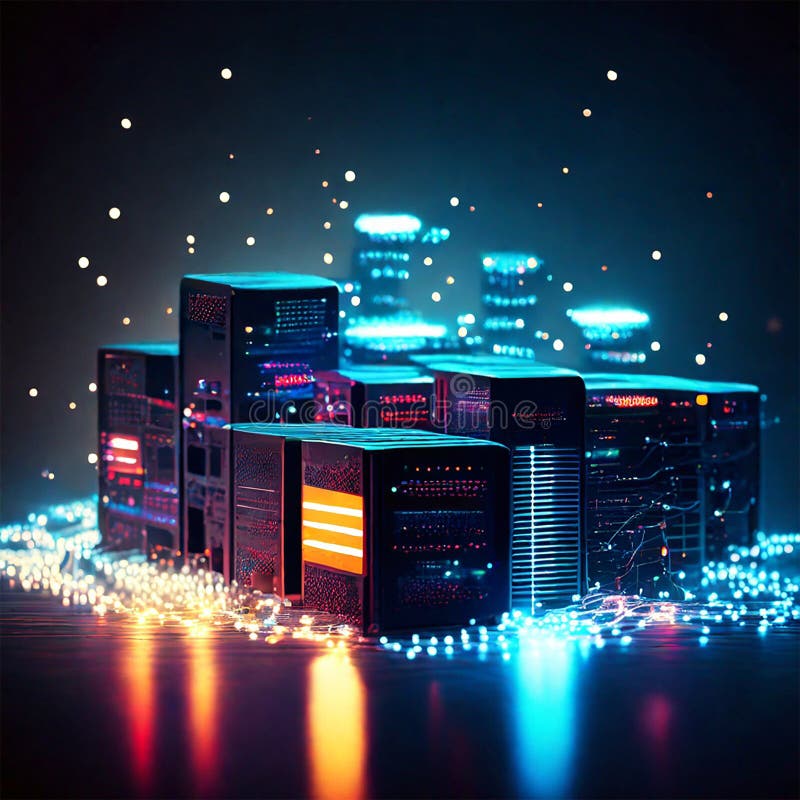 Data Center Isometric Illustration, 3d Server Room on Blue Background ...