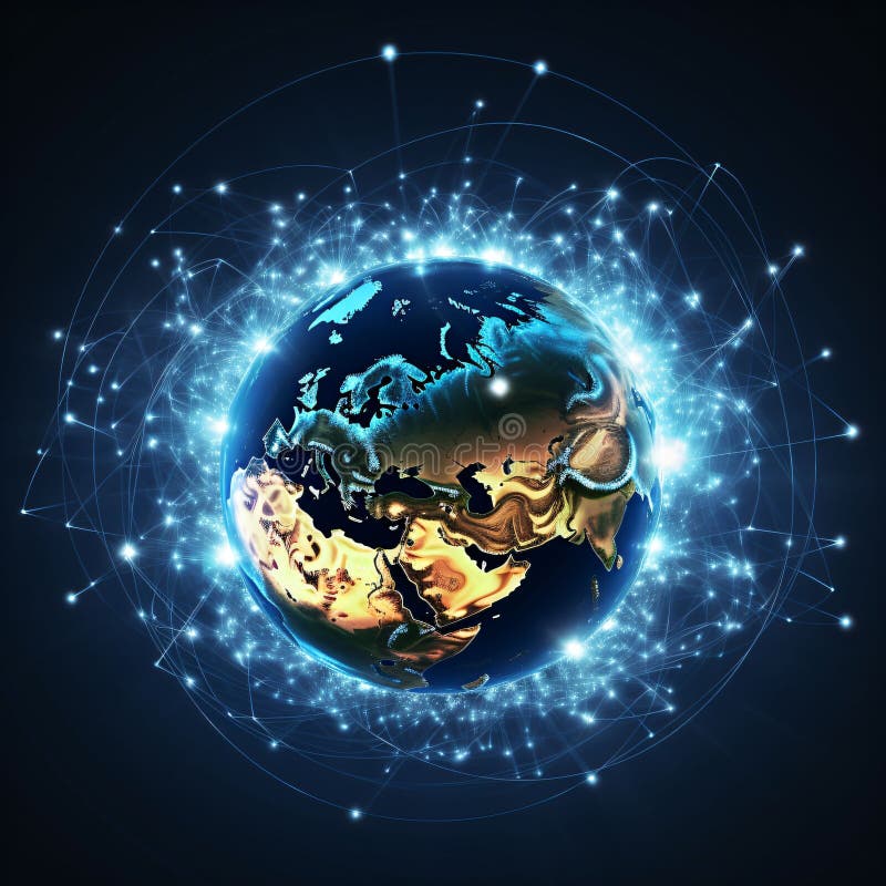 Global Network with Connection Over the World Stock Illustration ...