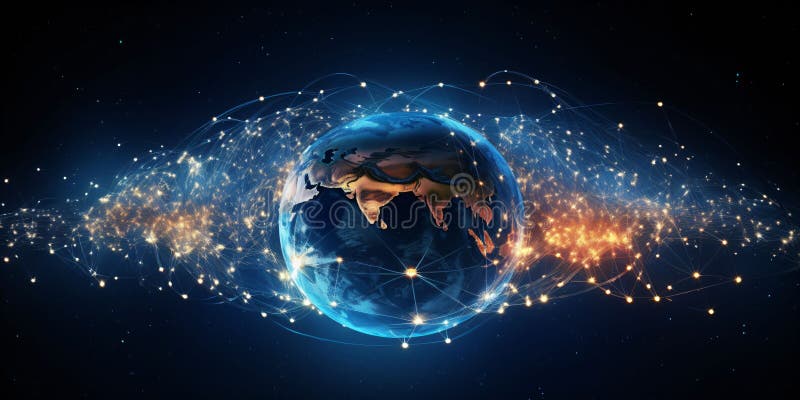 Global Network with Connection Over the World Stock Illustration ...
