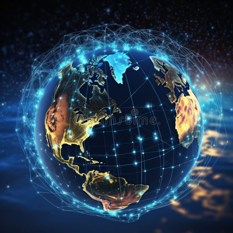 Global Network with Connection Over the World Stock Illustration ...