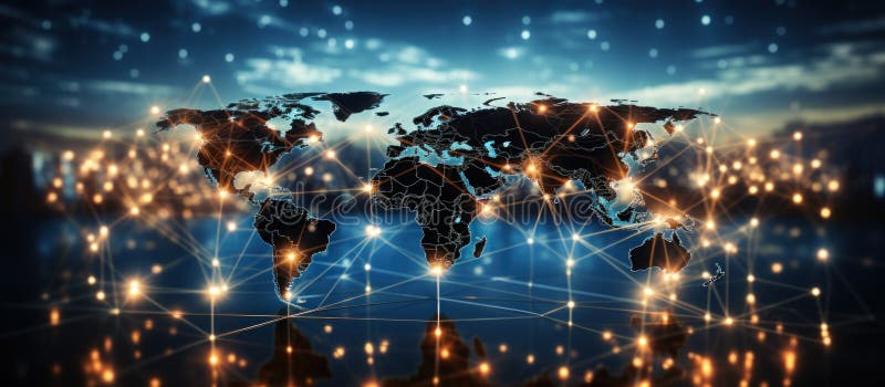 Global Network Connection Over the World Map Stock Illustration ...