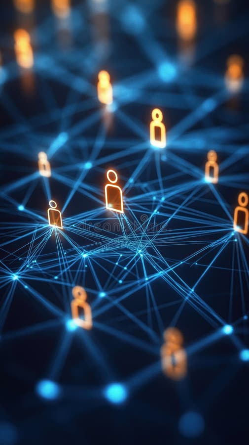 Global Network Connection. People Icons Linked by Lines. Modern Tech ...