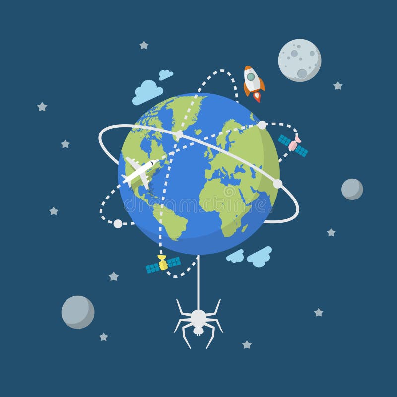 Global Network Connection with Spider Stock Vector - Illustration of ...