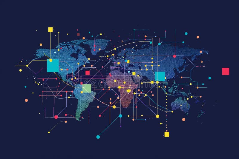 Global Network and Connection Stock Illustration - Illustration of ...