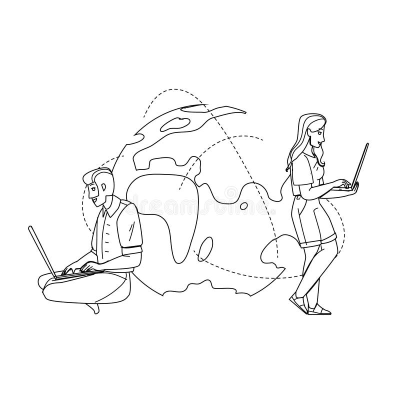 Global Network Connection Technology Users Vector Stock Vector ...