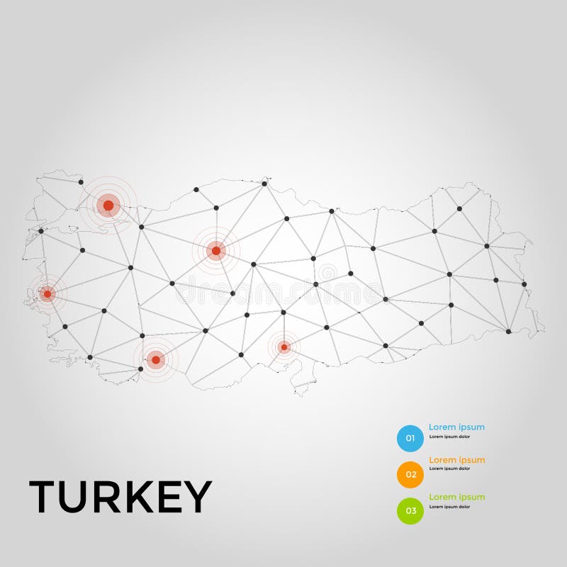 Global Network Connection. Turkey Map Point and Line Composition ...