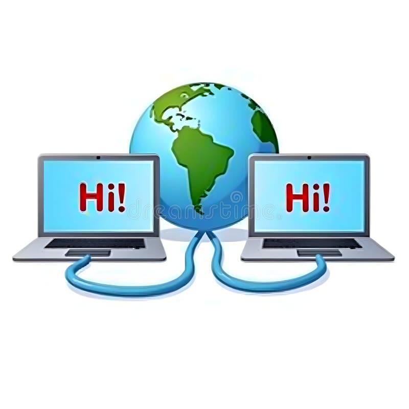 Global Network Connection Two Laptops Connected Worldwide Computer ...